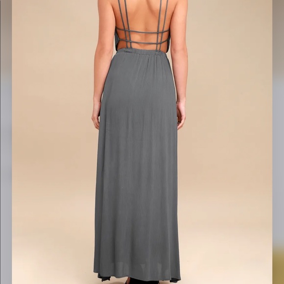 Lulus | Dresses | Lost In Paradise Slate Grey Maxi Dress | Poshmark
